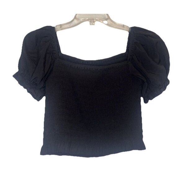 KatieJ NYC | Tops | Katie J Nyc Womens Black Marlee Smocked Puff Sleeve ...